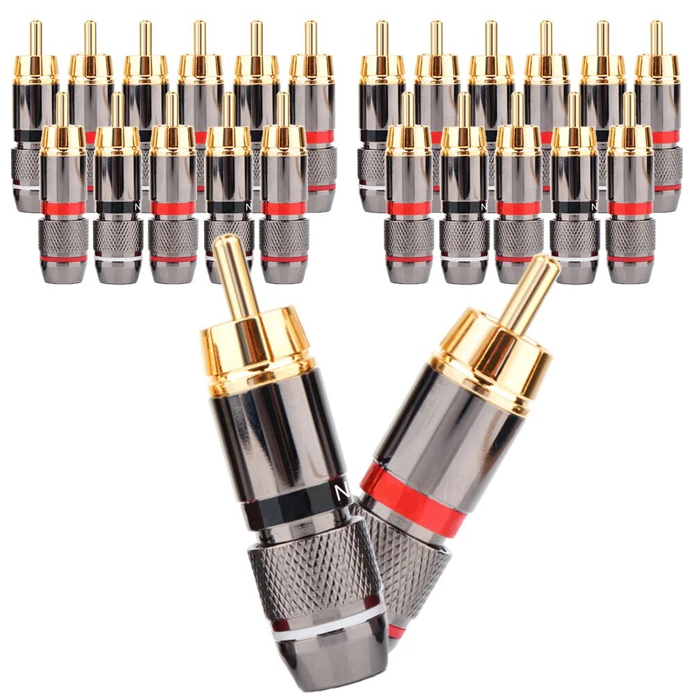 Музыкальный звук 50 шт. RCA разъем паяльный Hi-End 24K позолоченный штекер аудио видео кабель адаптер RCA разъемы Jack