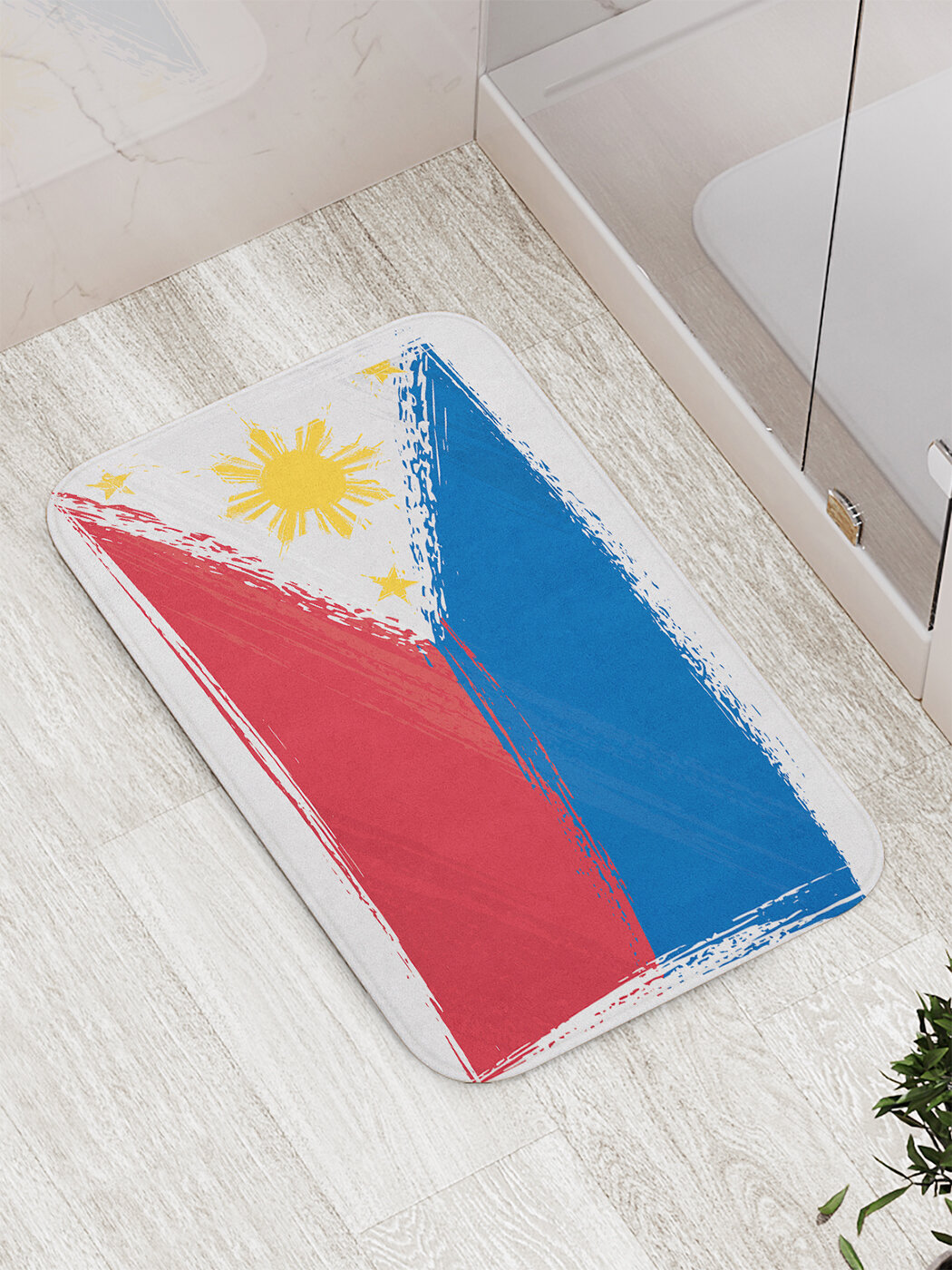Коврик для ванной комнаты, туалета "Флаг Республики Филиппины" противоскользящий, 52х77 см, JoyArty