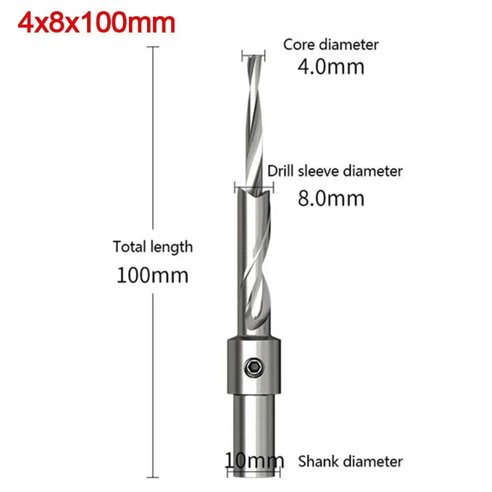 DAYFULI Центральное сверло для дерева 3-8 мм 4x8x100mm