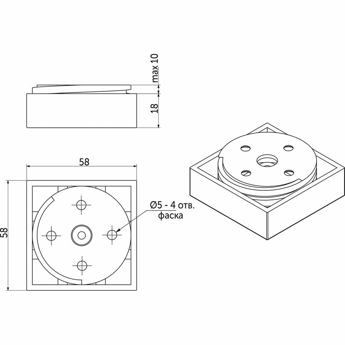 Опора мебельная пластиковая B-06 h-18 регулируемая, металлик