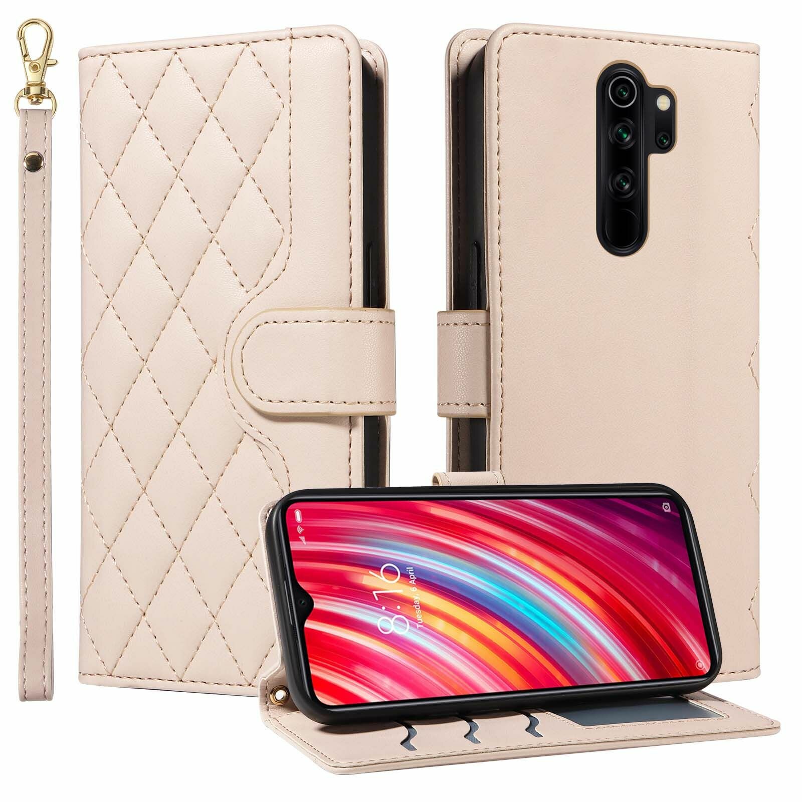 Чехол из матовой кожи для Xiaomi Redmi Note 8 Pro (Сяоми Редми Ноут 8 Про, Ксиаоми Нот 8 Про) , роскошный и стильный, устойчивый к падениям, со слотом для карт, с длинным и коротким шнурками
