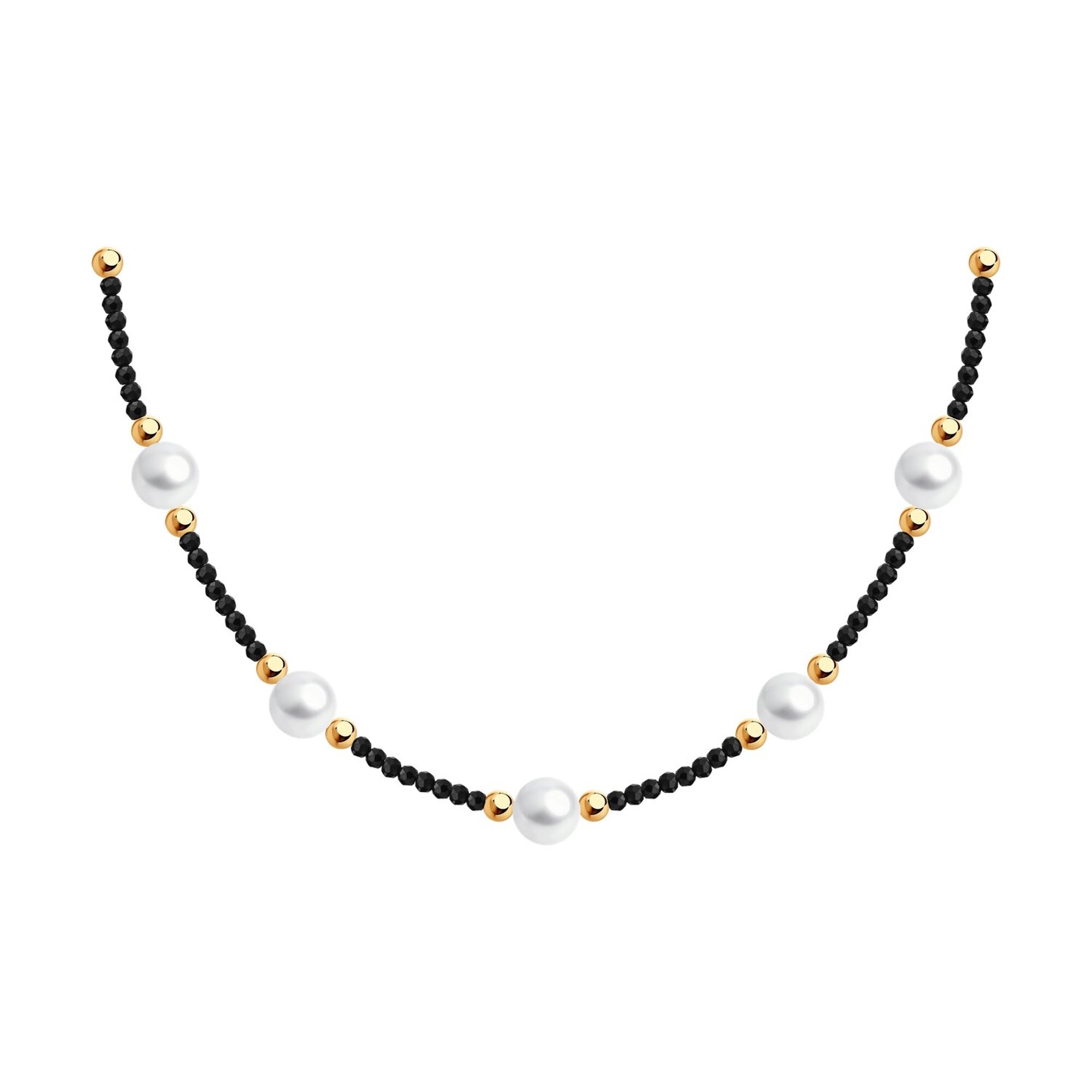 Колье, красное золото, 585 проба, шпинель, жемчуг