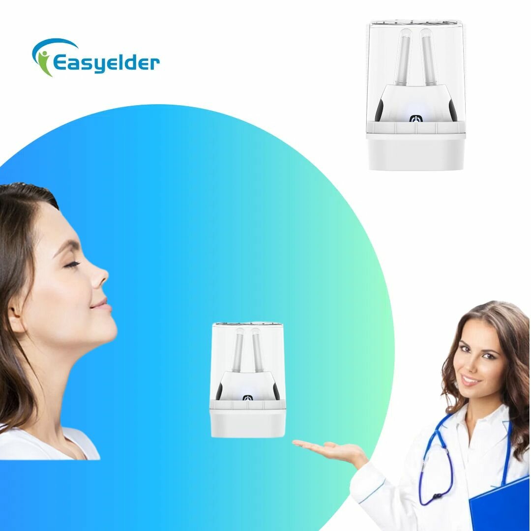 Easyelder Перезаряжаемая портативная назальная терапия красным светом-терапия красным светом при рините -устройство для инфракрасного лечения носа, Поставляется с перезаряжаемым отделением для дезинфекции