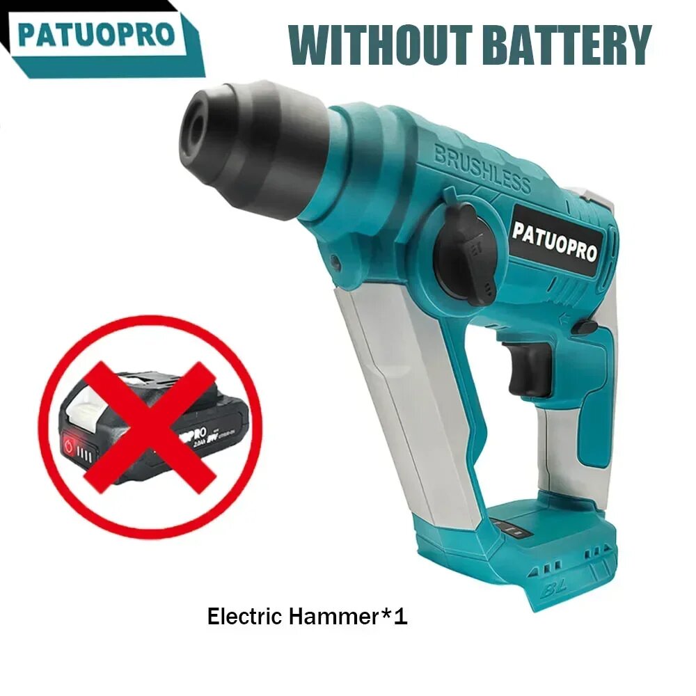 PATUOPRO Бесщеточный аккумуляторный перфоратор 20 мм для Makita 18 В No Battery