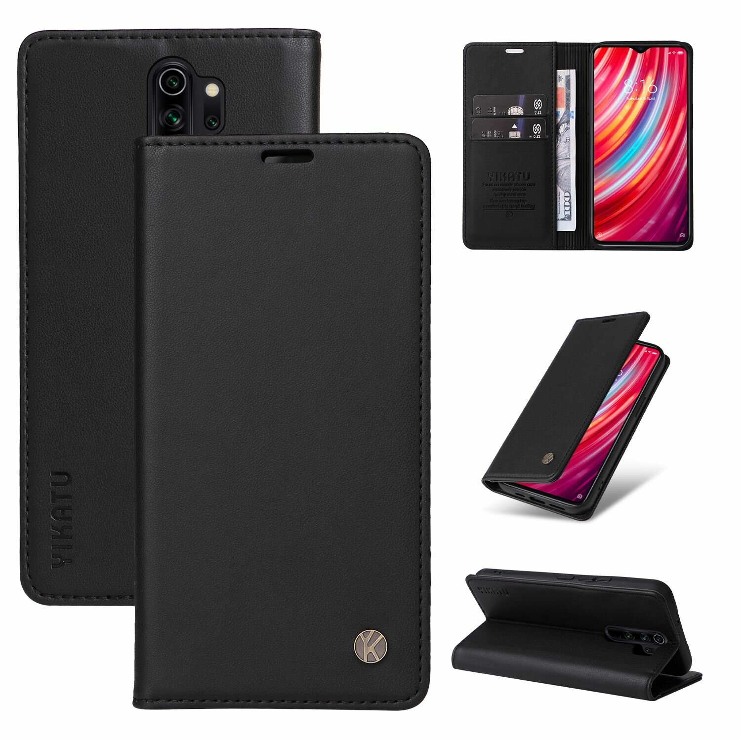 Кожаный флип-чехол для Xiaomi Redmi Note 8 Pro (Сяоми Редми Ноут 8 Про) с магнитом, отделением для карт и отделением для бумажника