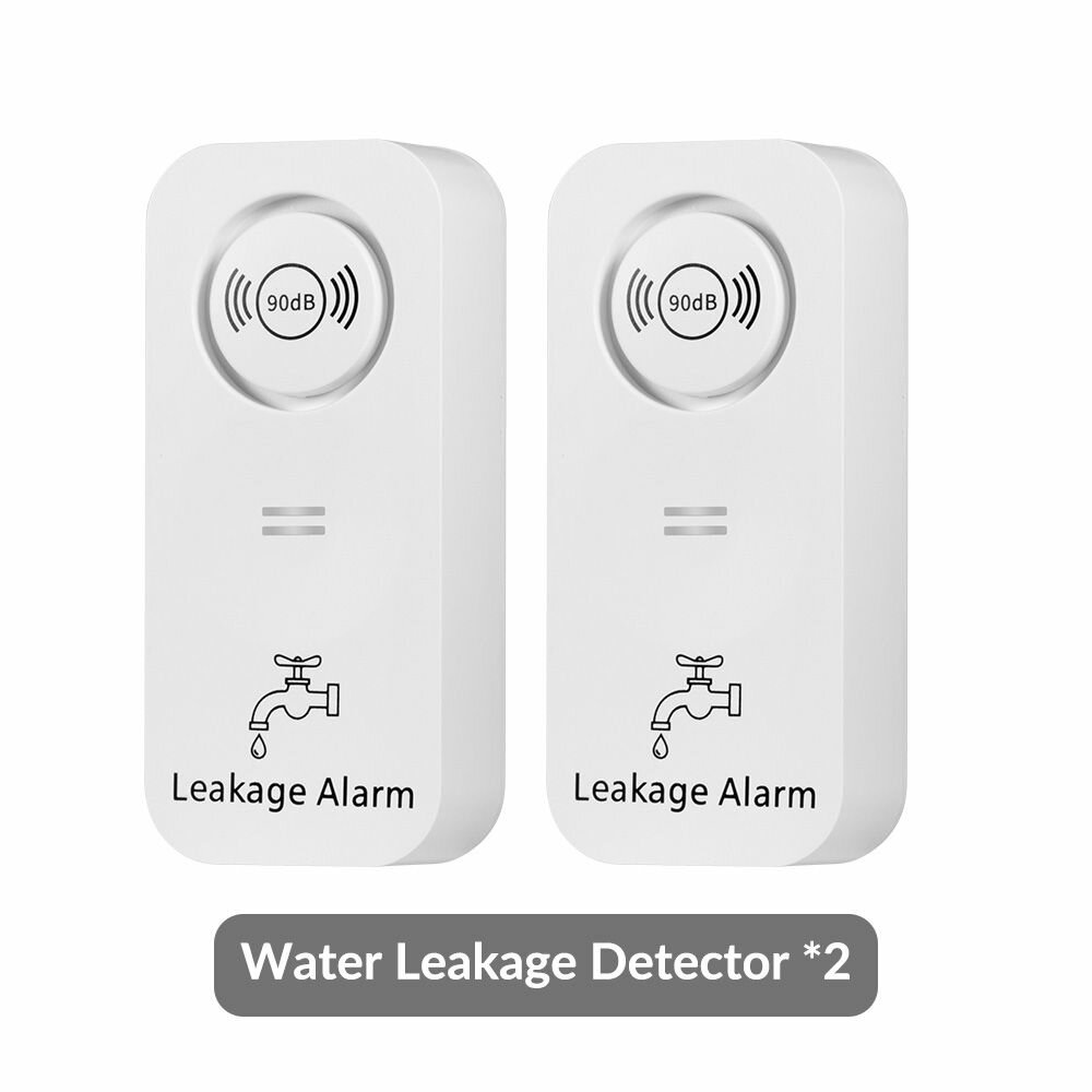 Беспроводной детектор протечки воды Сигнализация утечки и капель для домашней безопасности 90 дБ 2 Пакеты