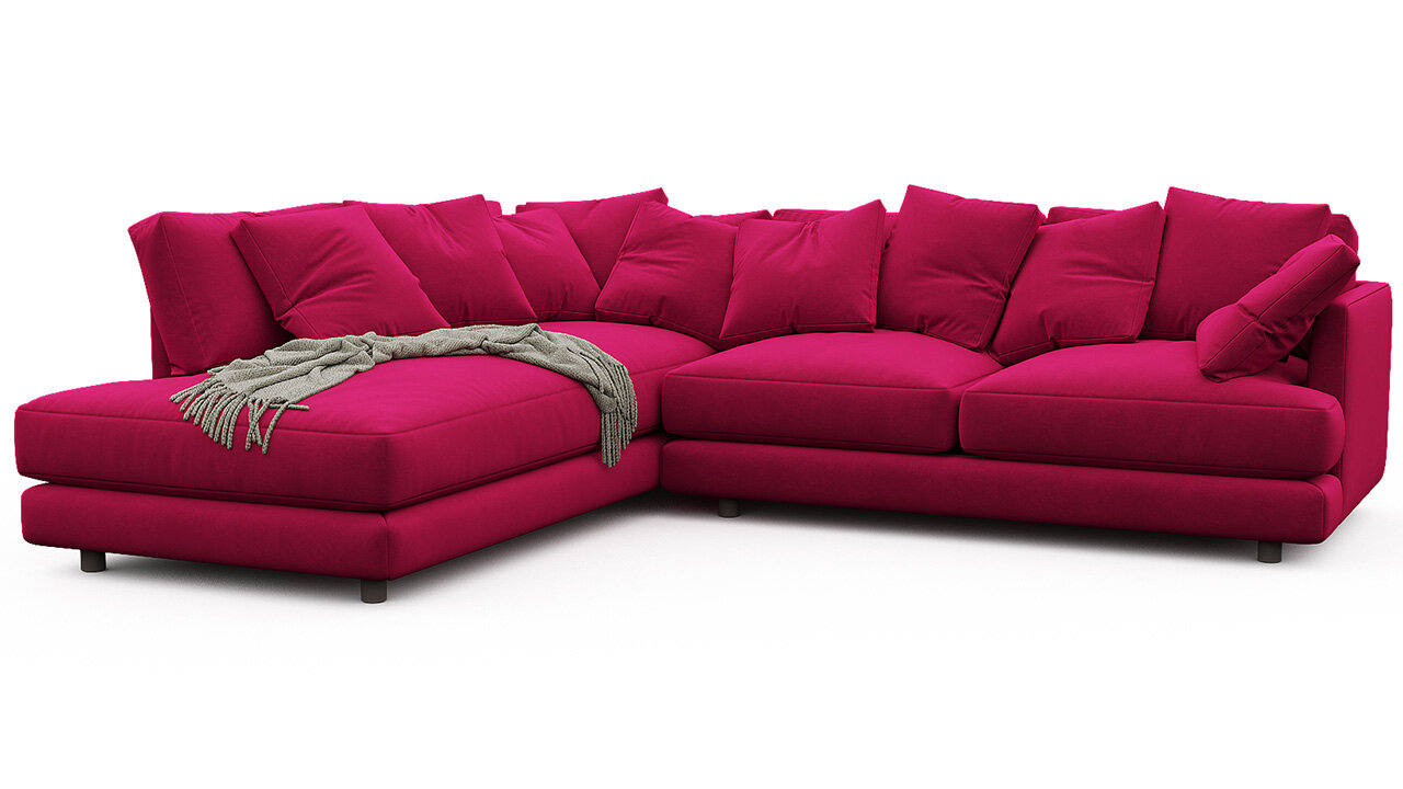 Угловой диван Ибица Vivaldi 36 NEW 300x209x90 см, красный Велюр, еврокнижка GOODFORM