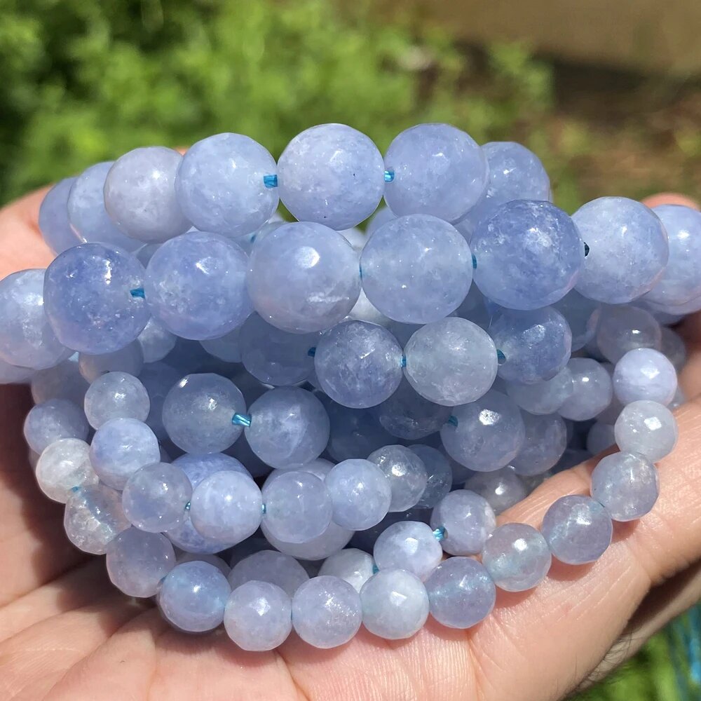 Каменные бусины IYKWIM рубин халцедон нефрит 4/6/8/10/12 мм 8mm 45 to 46pcs, aquamarine