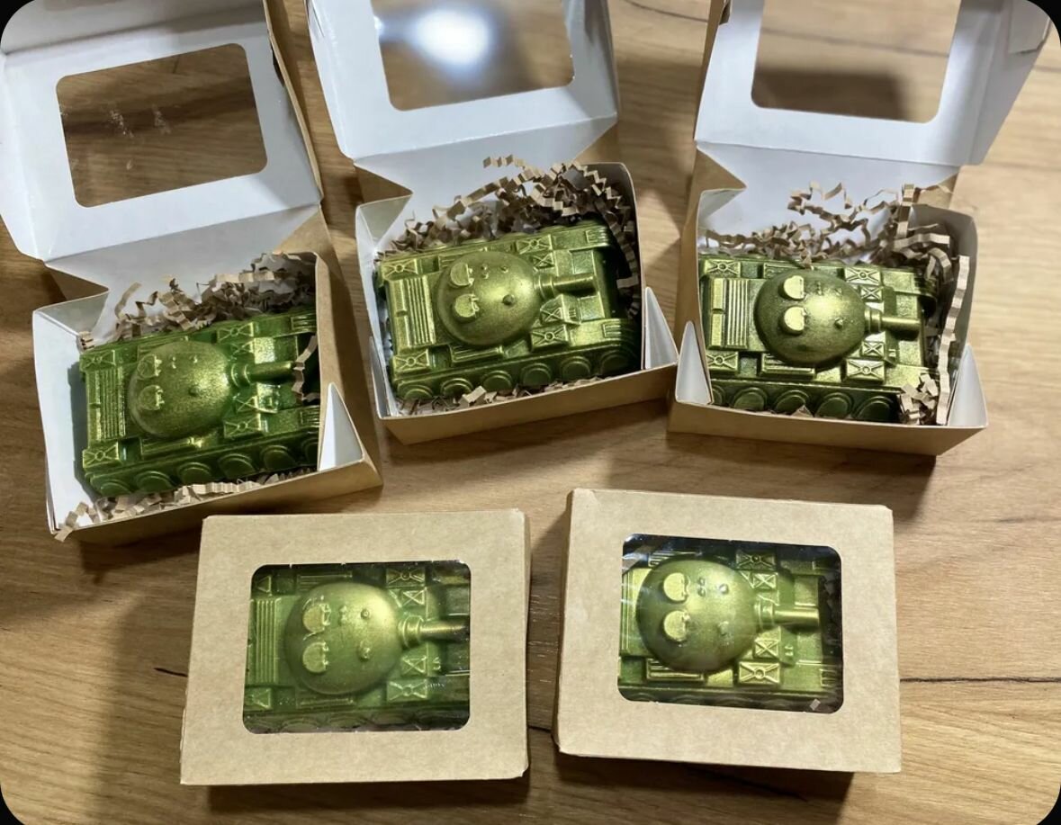 Мыло танк в подарочной упаковке. Подарок мужчине к 23 февраля, День Защитника Отечества- 5 штук