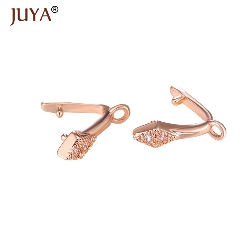 Бейлы из меди с цирконом Juya 4 PCS, Желтый, rose gold