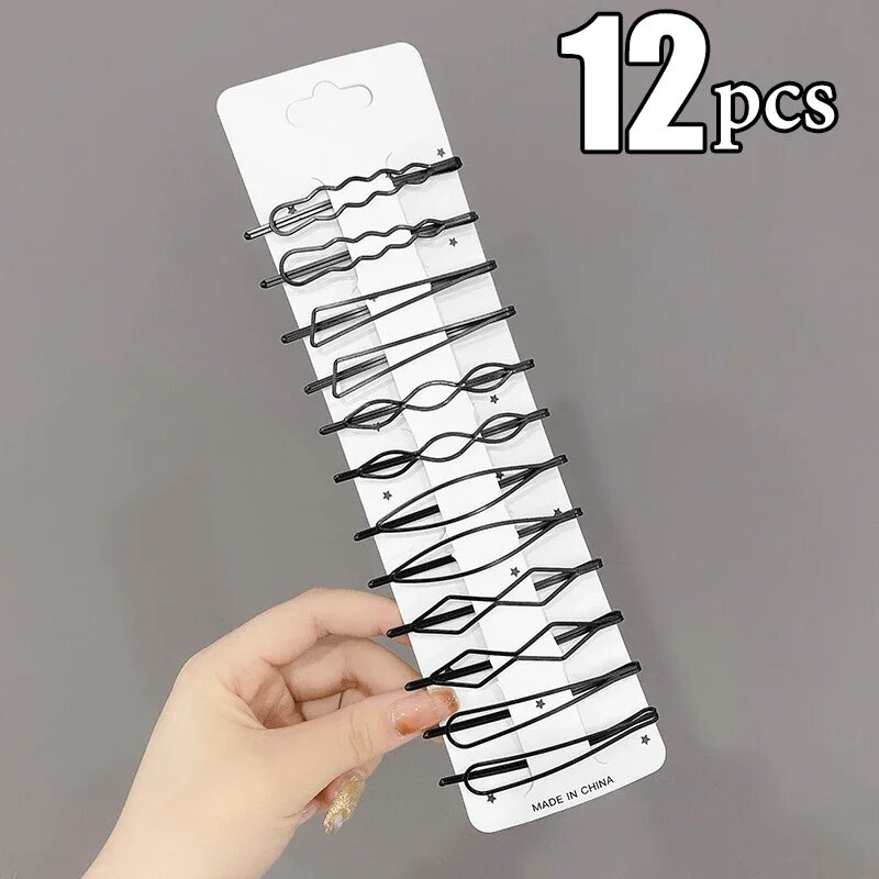 Заколки-невидимки черные металлические 3/12 шт. Белый, 01-12pcs