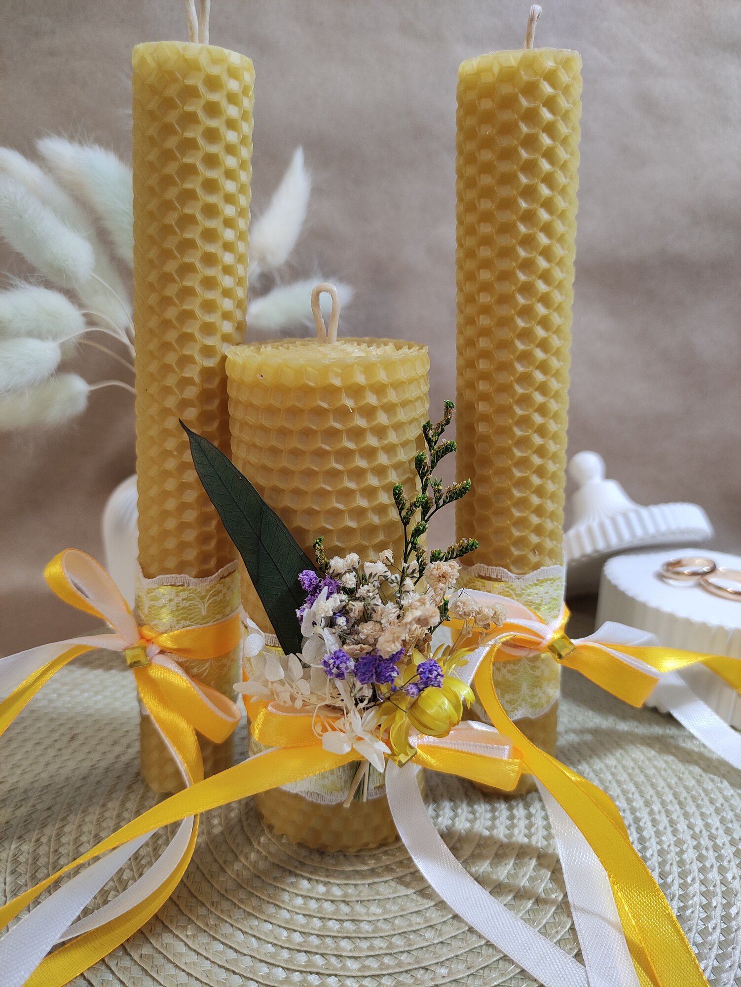 Набор свечей Med&Vosk "Семейный очаг №3", медовый аромат, 3 шт