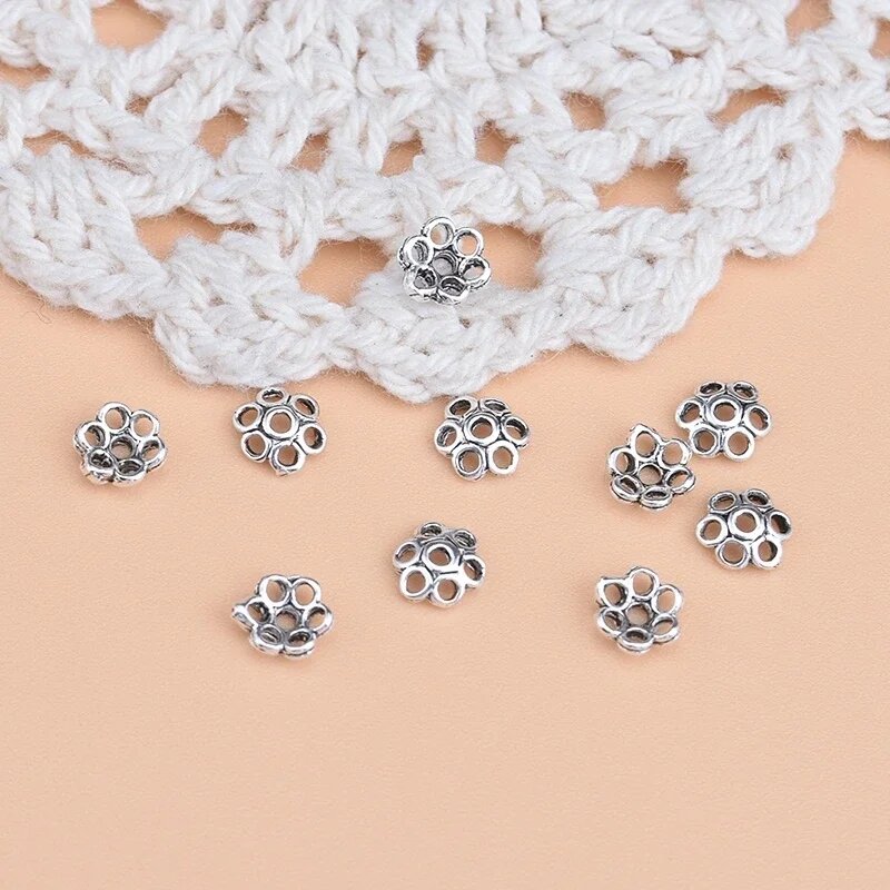 10 шт. S925 Стерлинговое Серебро, винтажные 5 мм Цветочные разделители, сделай сам, бисерный материал, Аксессуары для браслета