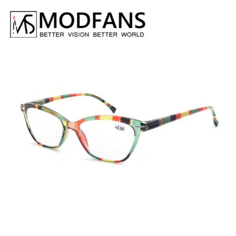MODFANS Очки для чтения "кошачий глаз" Shiny Green +2.75