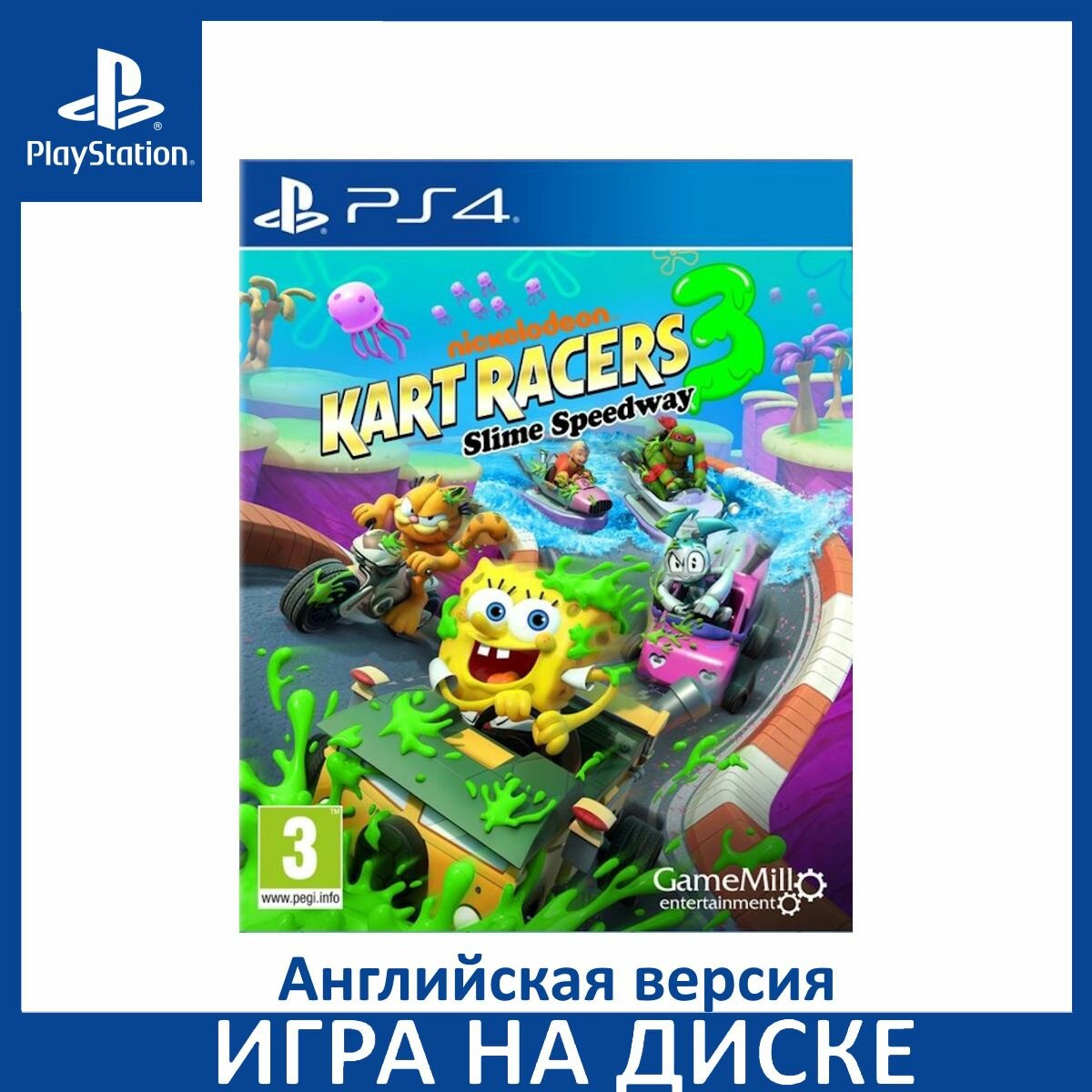 Игра Nickelodeon Kart Racers 3 Slime Speedway PS4, PS5 Диск на PlayStation 4 и PlayStation 5 Английская версия