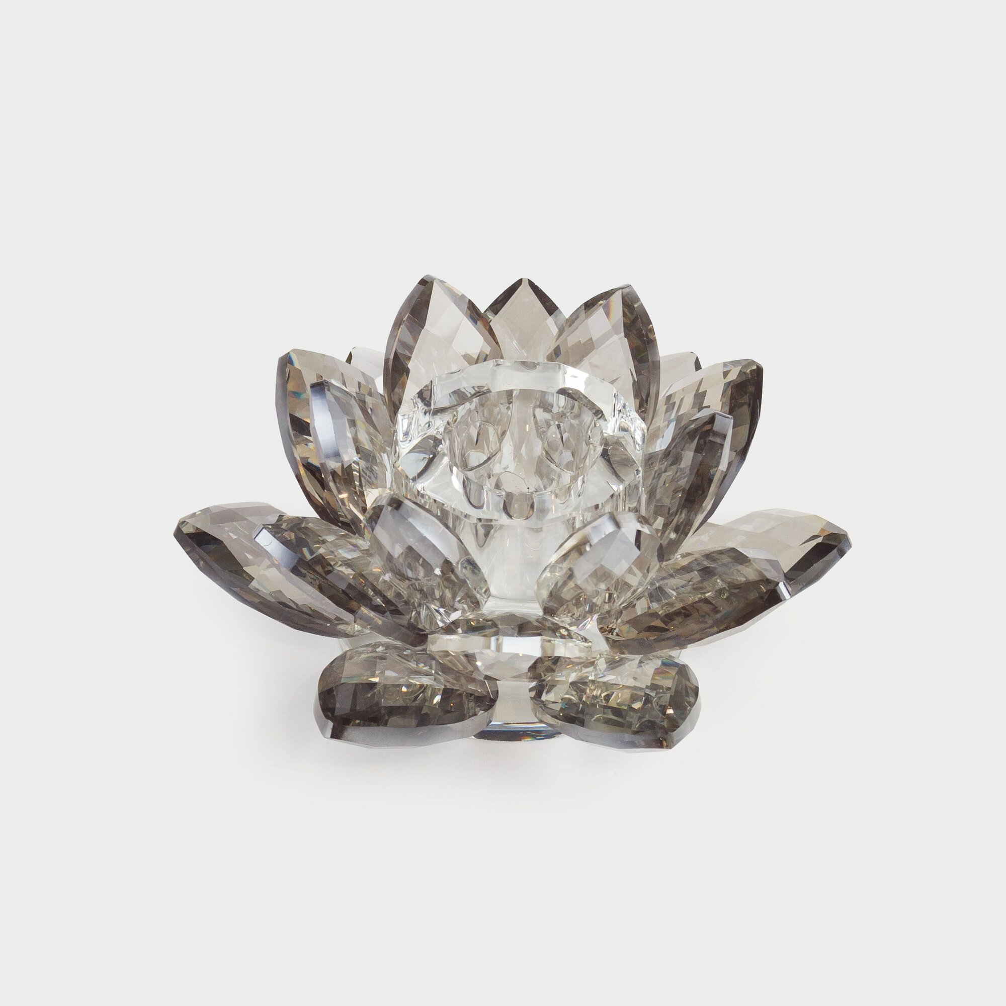 Подсвечник, 11 см, для тонкой свечи, кристальное стекло, серый, Цветок, Crystal flower