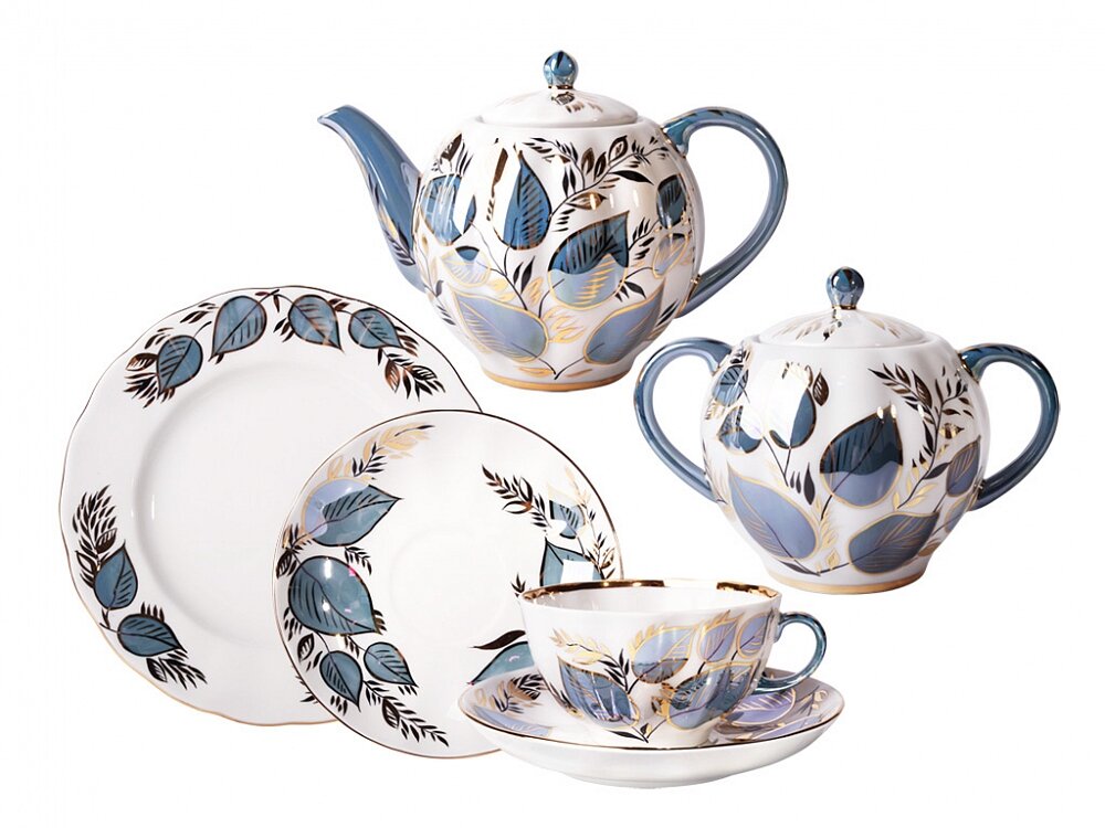 Сервиз чайный ИФЗ Тюльпан Лунный, 6 персон, 20 предметов, фарфор 81.20946.00.1