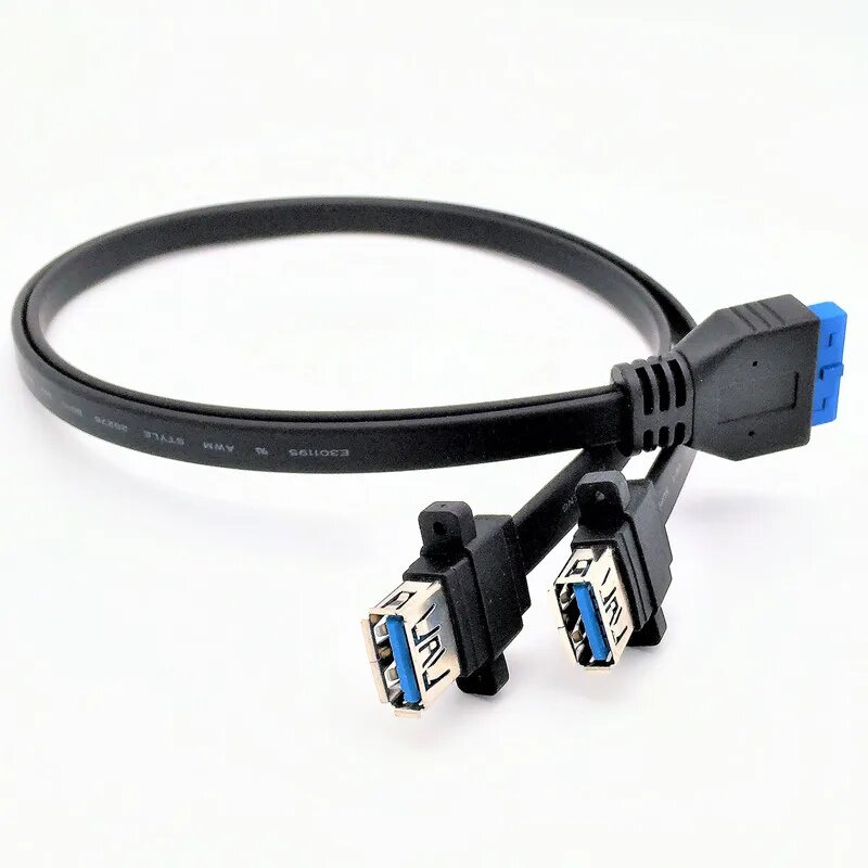 USB 3.0 разветвитель 2 порта, черный, 0.5м