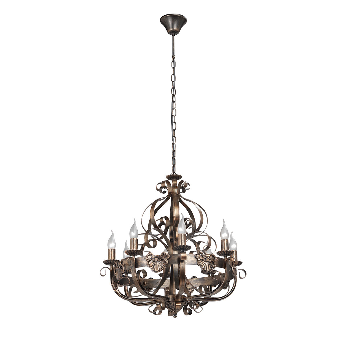 Люстра подвесная Vitaluce V1166/8 , 8 ламп 24м2, Е14, 40Вт, цвет чёрный с бронзой.