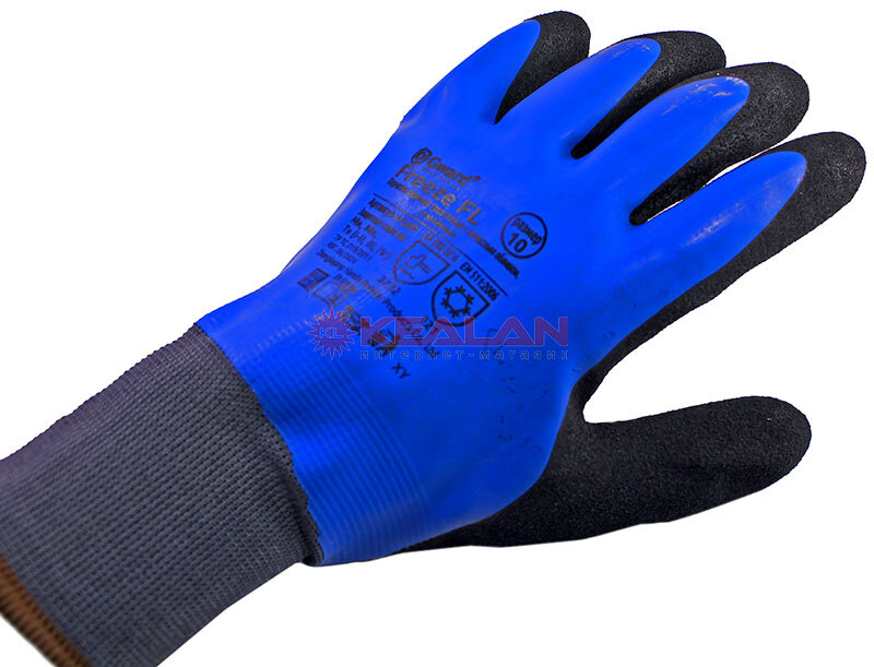 Перчатки GWARD FREEZE FL синие утепленные 2-х слойные со вспенен. латекс покрыт 9 L (2 пары)