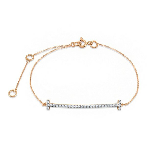 Браслет, красное золото, 585 проба, фианит