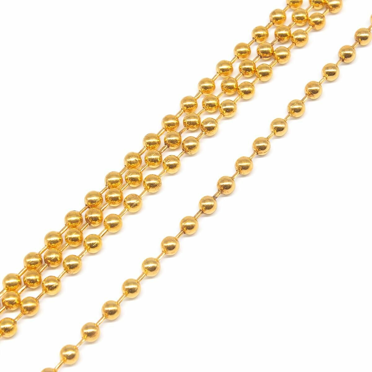 Декоративная цепочка айрис Шариковая, металл, 3,2 мм, 45,72 м, золотистая