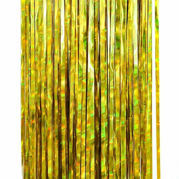 Занавес Волна веселья дождик, электрик, золото, голография, 100/200 см, 1 шт (6230883)