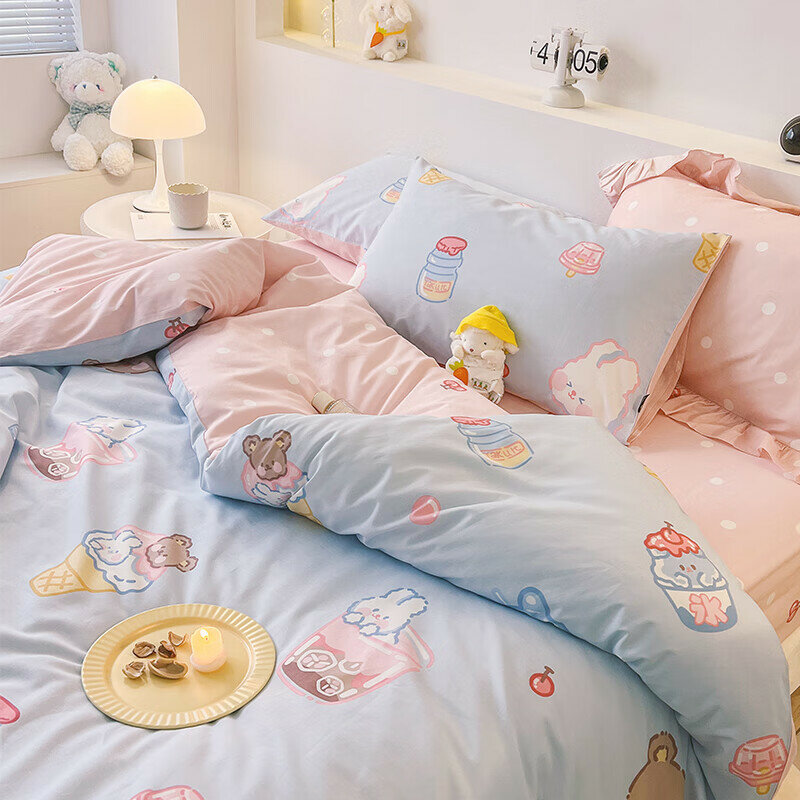 Dohia Pure Cotton Duvet Cover Single Piece Cute Cartoon Printed Full Cotton Quilt Cover Bedding 1.8m Bed 229*230cm