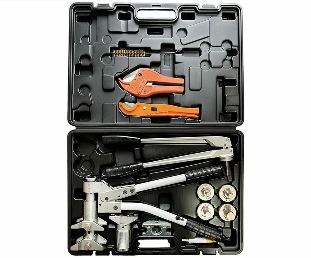 Механический пресс инструмент для аксиальных фитингов и труб PEX, комплект FT1241A-18