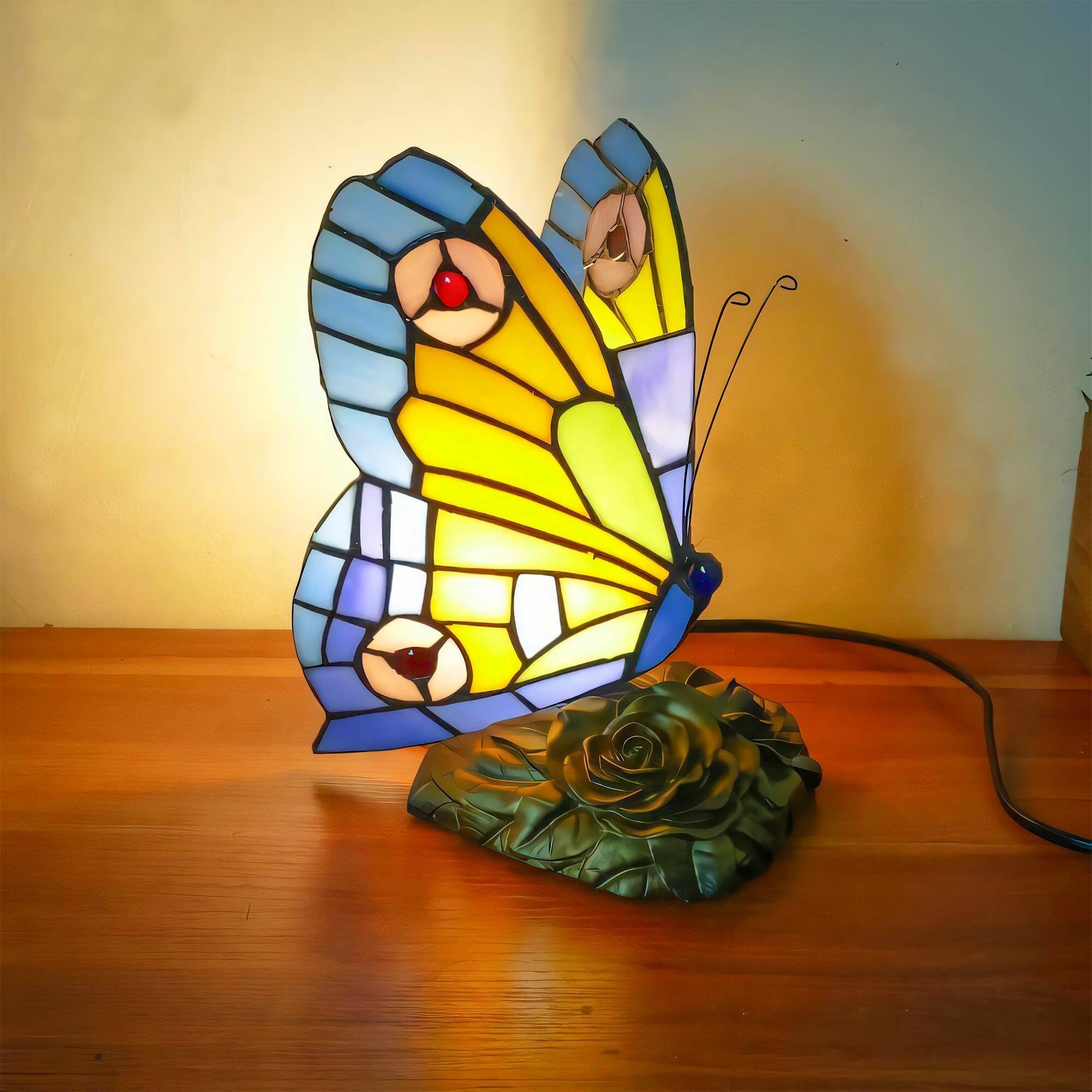 Настольная Лампа Тиффани/Украшение интерьера/форма бабочки/23cm
