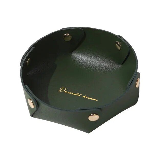 Складной ящик для хранения из искусственной кожи Темно-зеленый, 12.5x12.5x4.5cm, green