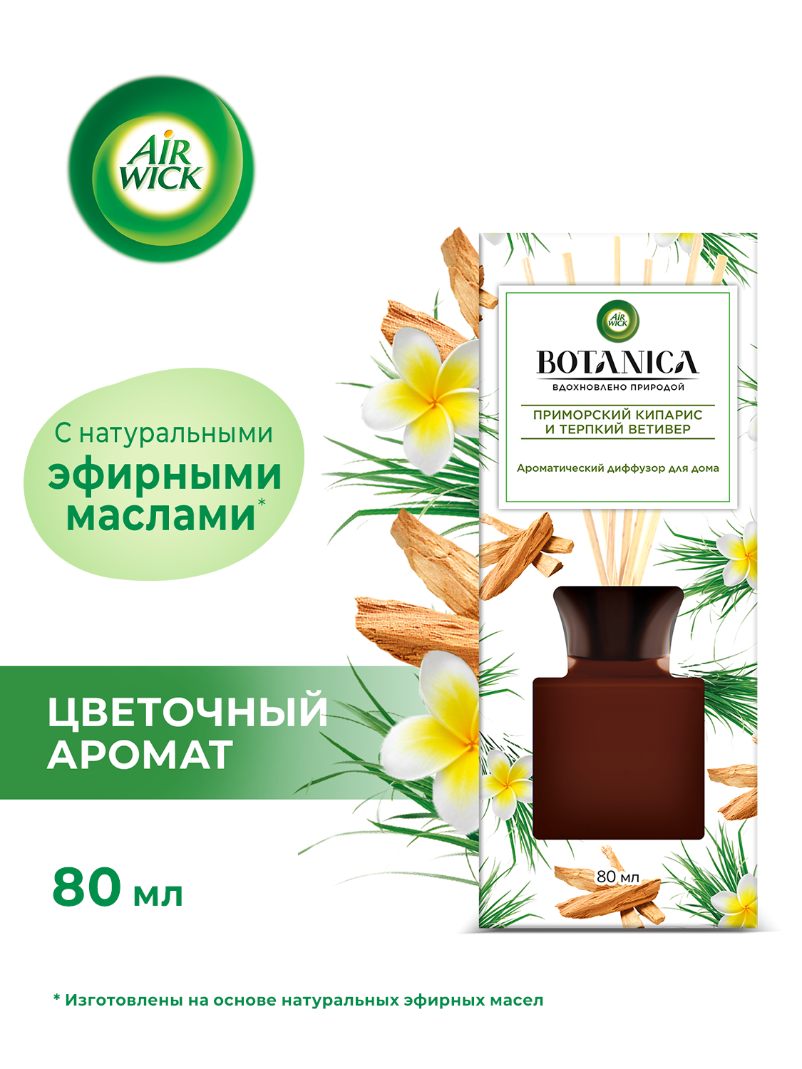 Ароматический диффузор Air Wick Botanica Приморский кипарис и терпкий ветивер, 80 мл