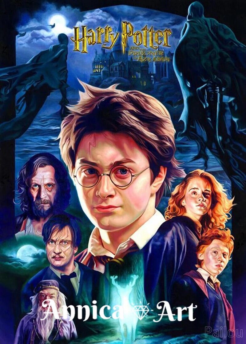 Алмазная мозаика на подрамнике "Гарри Поттер" круглые бриллианты 40х50см