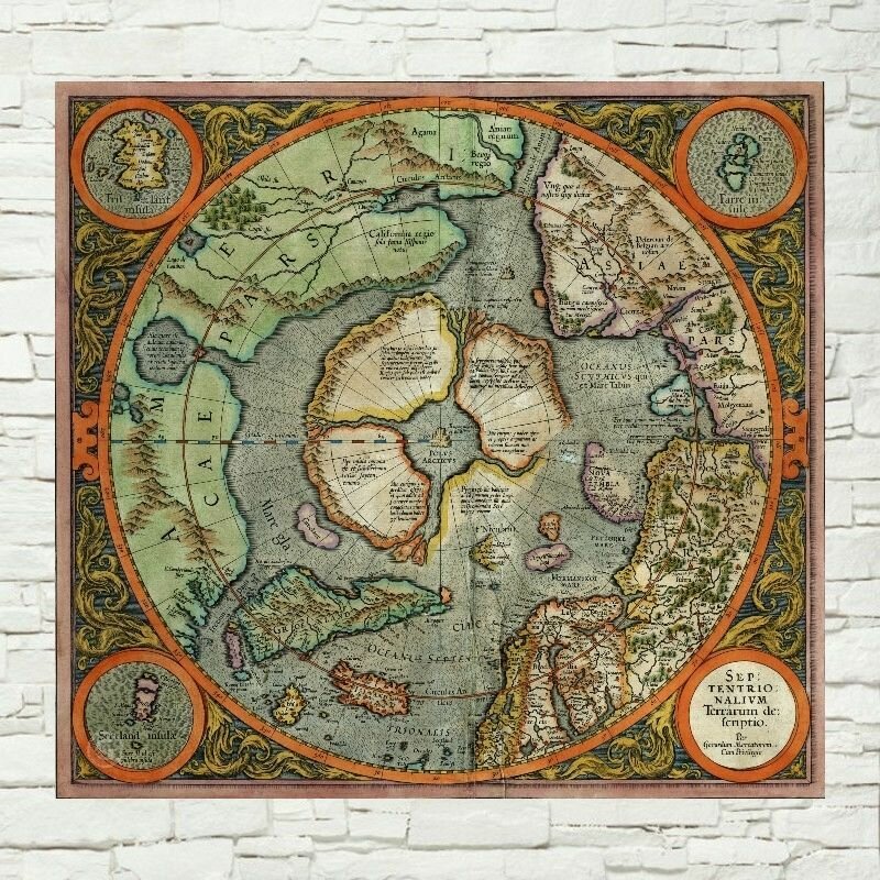 Старинная Карта северного полюса (репринт издания 1606 года).