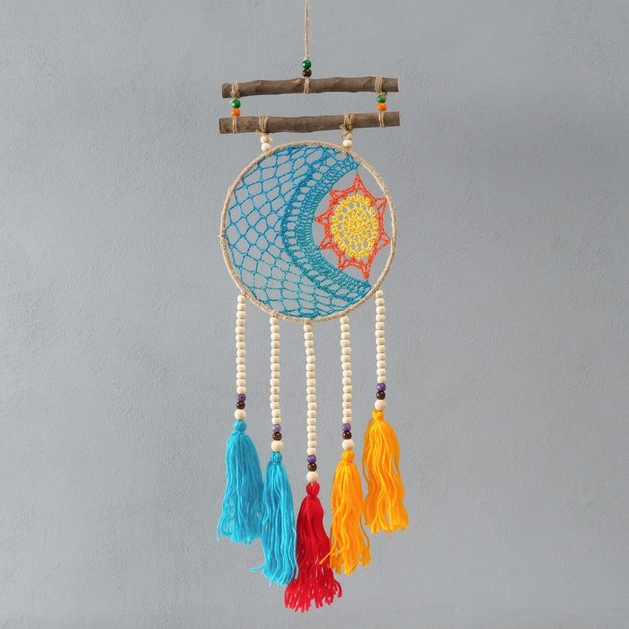 Ловец снов Сима-ленд "Солнце и Луна", 20x55 см, текстиль, пластик, круглый