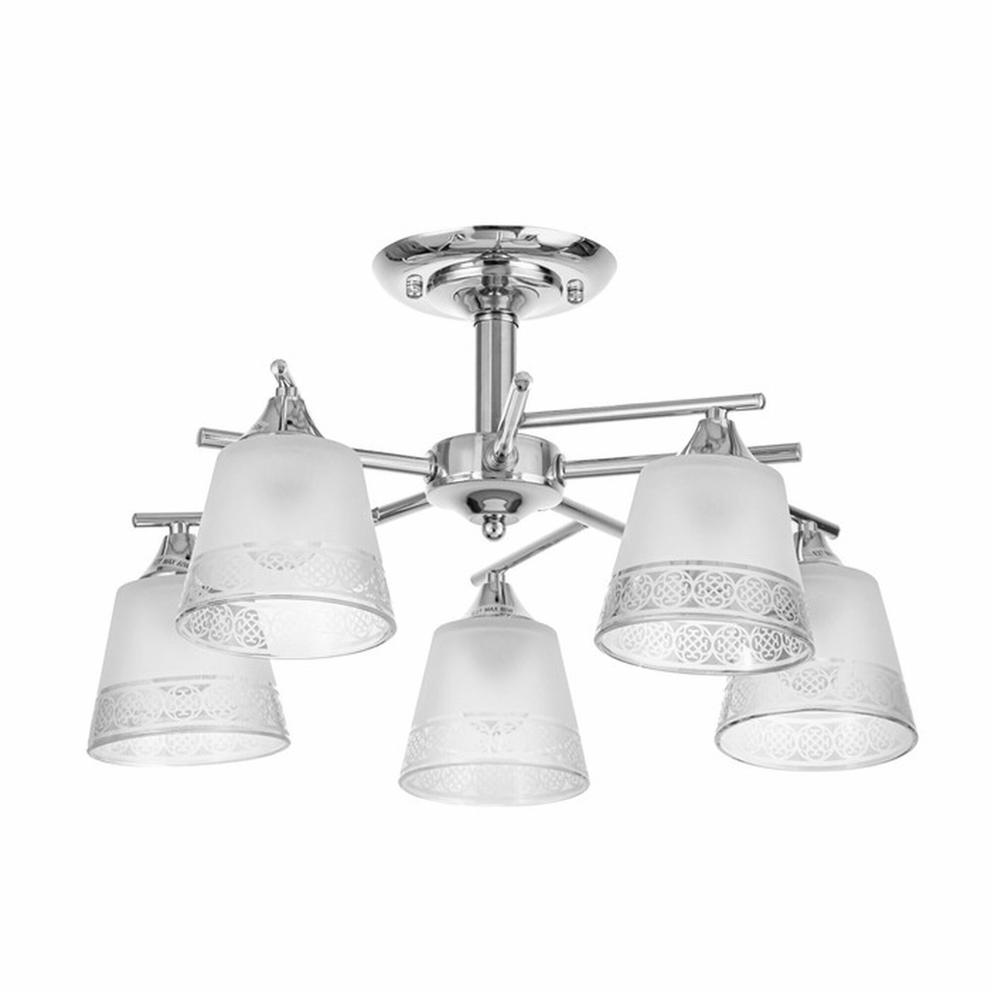 Светильник потолочный «Ангела», 52×52×27 , 5×60 Вт Е27, хром