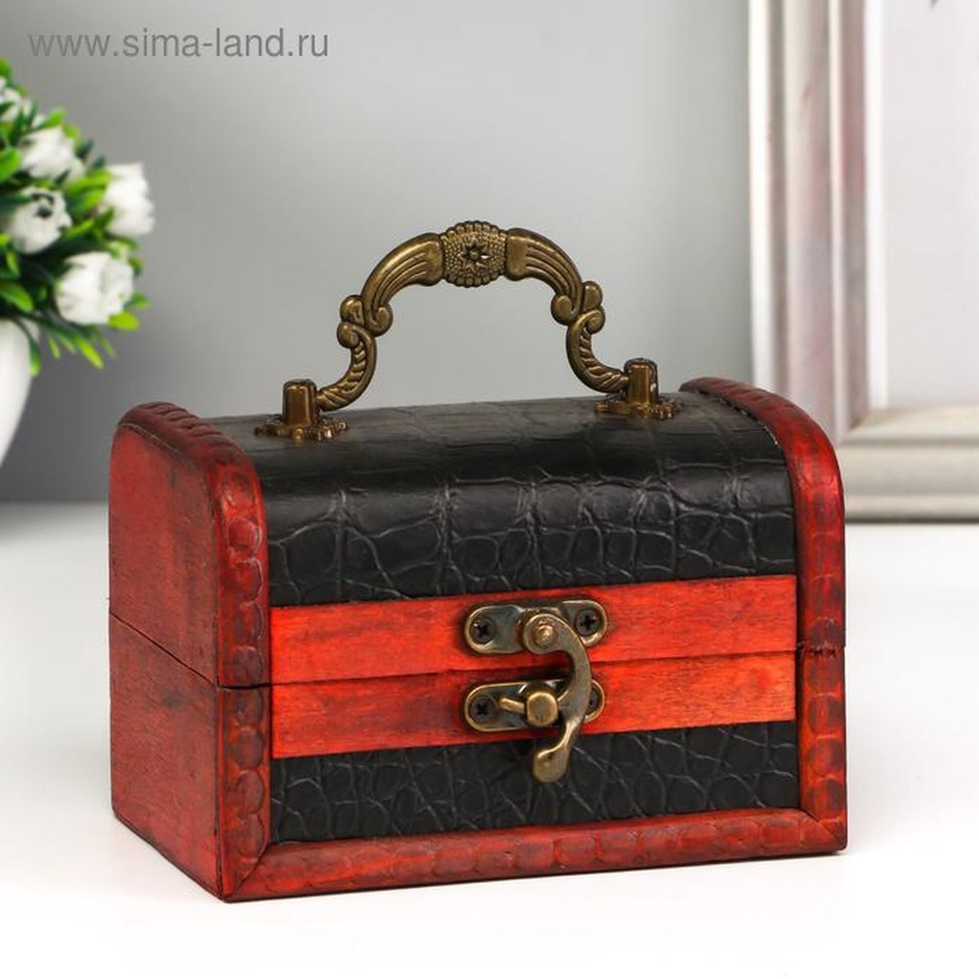 Шкатулка для украшений «Сундук с ручкой. Рептилия», дерево, 12×8×8 см