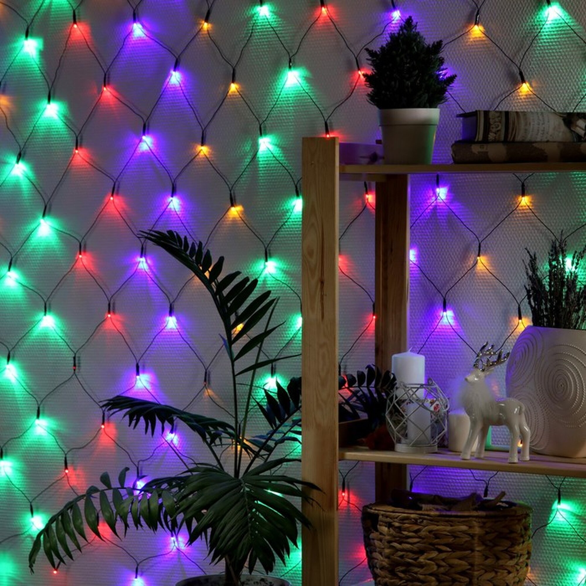 Гирлянда «Сеть» 2 × 2 м, IP20, тёмная нить, 224 LED, 8 режимов, 220 В, свечение мульти