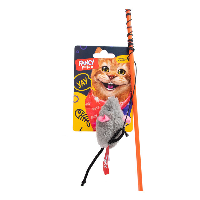 Игрушка для кошек удочка Мышка 50 см безопасная развлекательная игрушка для активного кота