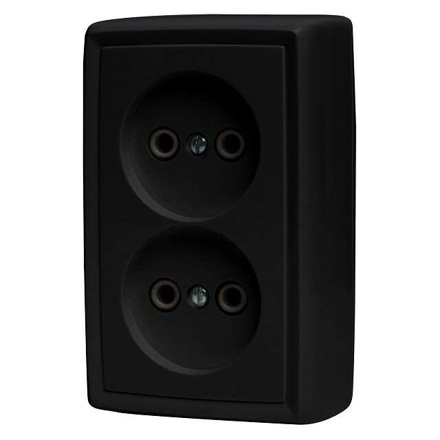 DRESDEN розетка двух постов 16А б/з черная настенная компактная универсальная модульная