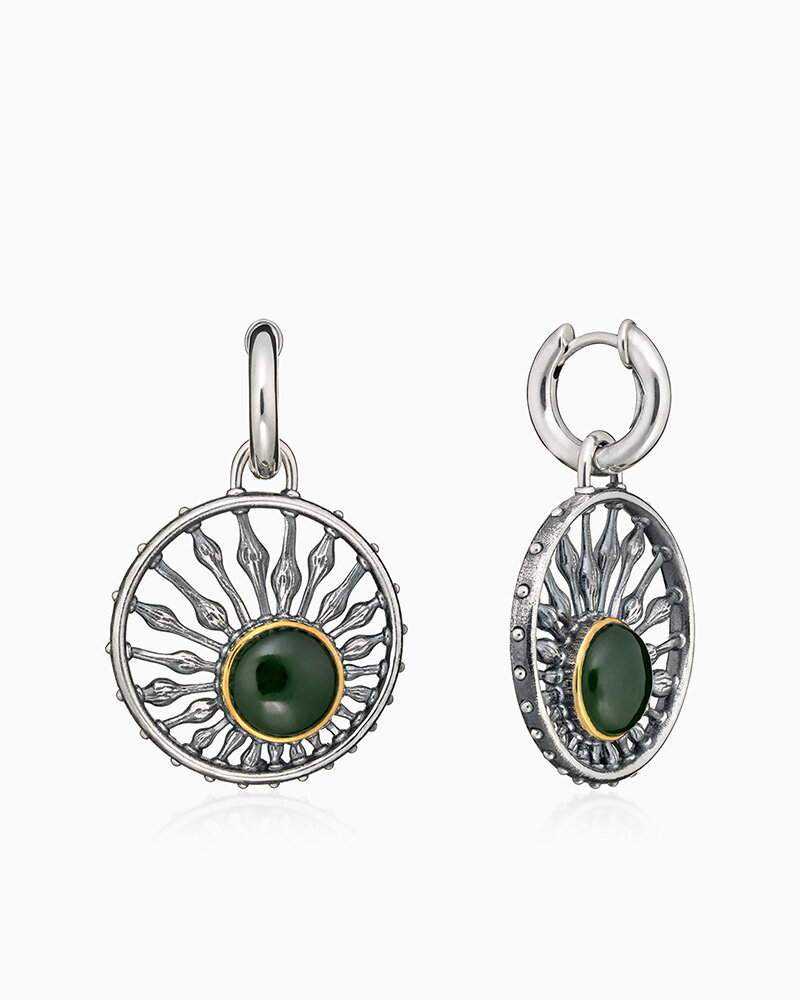 Серьги SARKISSIAN, серебро, 925 проба, нефрит