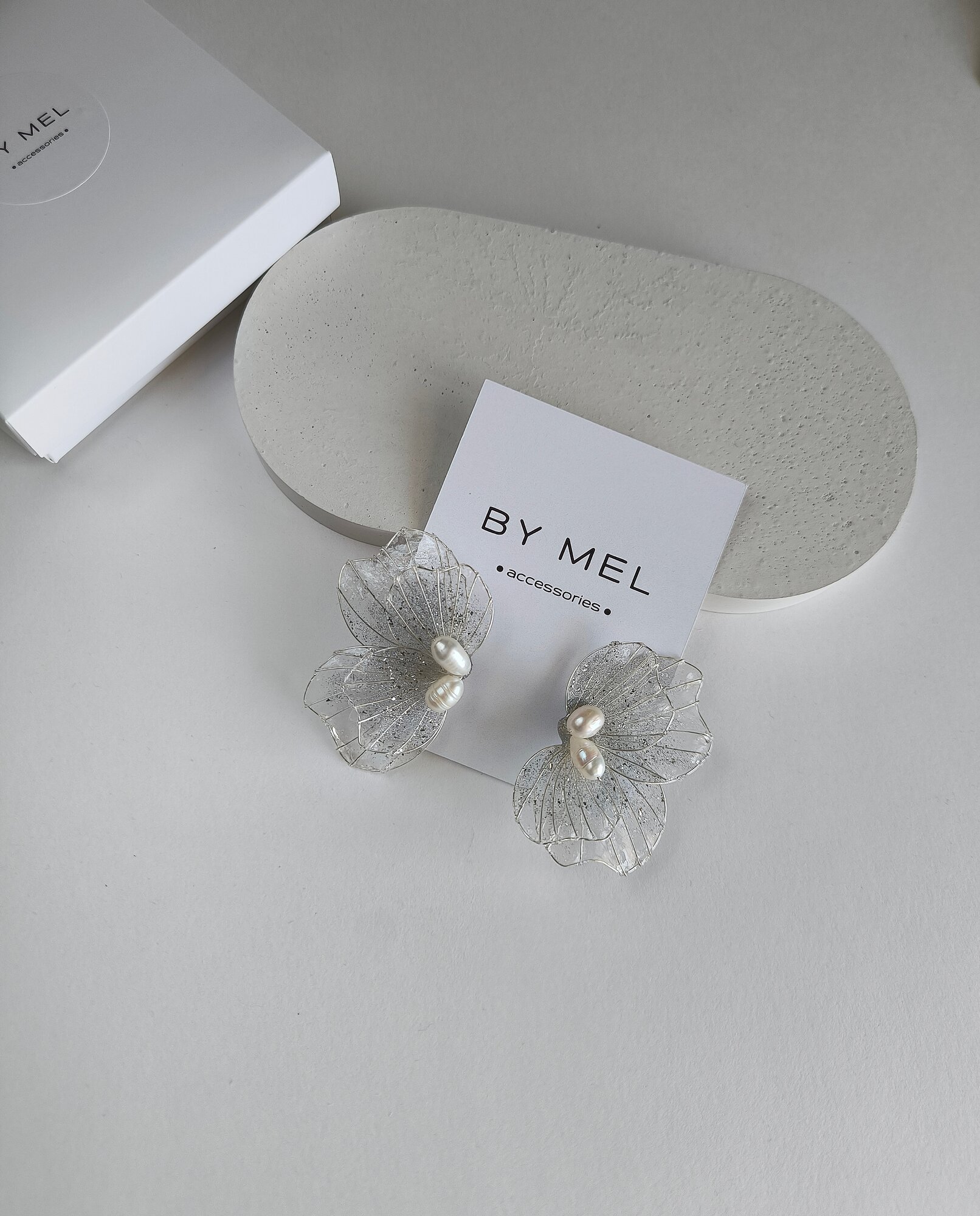 Серьги, жемчуг пресноводный, эпоксидная смола