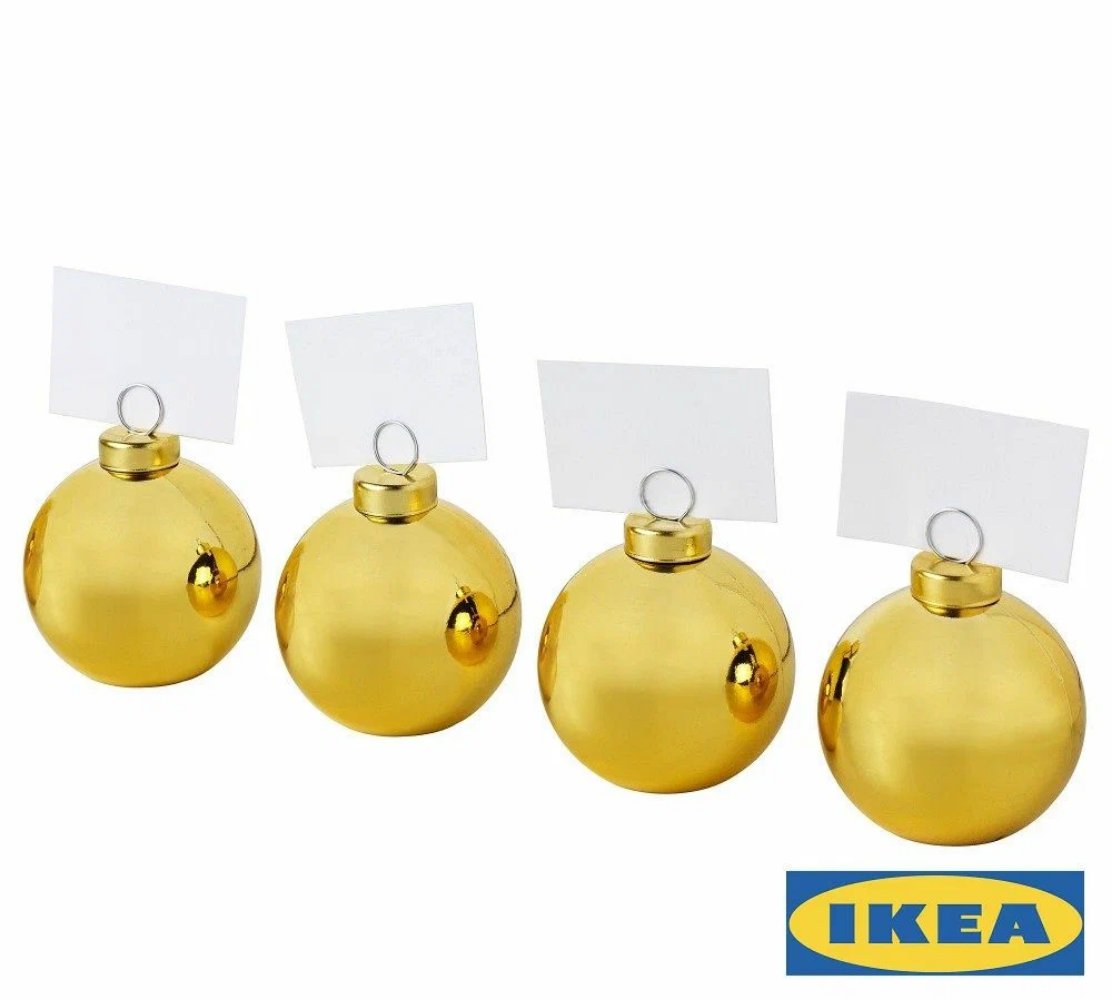 Подставка для карточки винтер 2018 икеа (VINTER 2018 IKEA), 4 шт, держатель карточек на столе, золотой