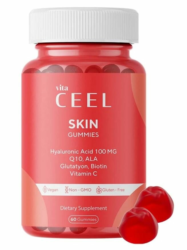 SKIN Gummies, Витаминно-минеральный комплекс для здоровья кожи. 60 мармеладок, Турция