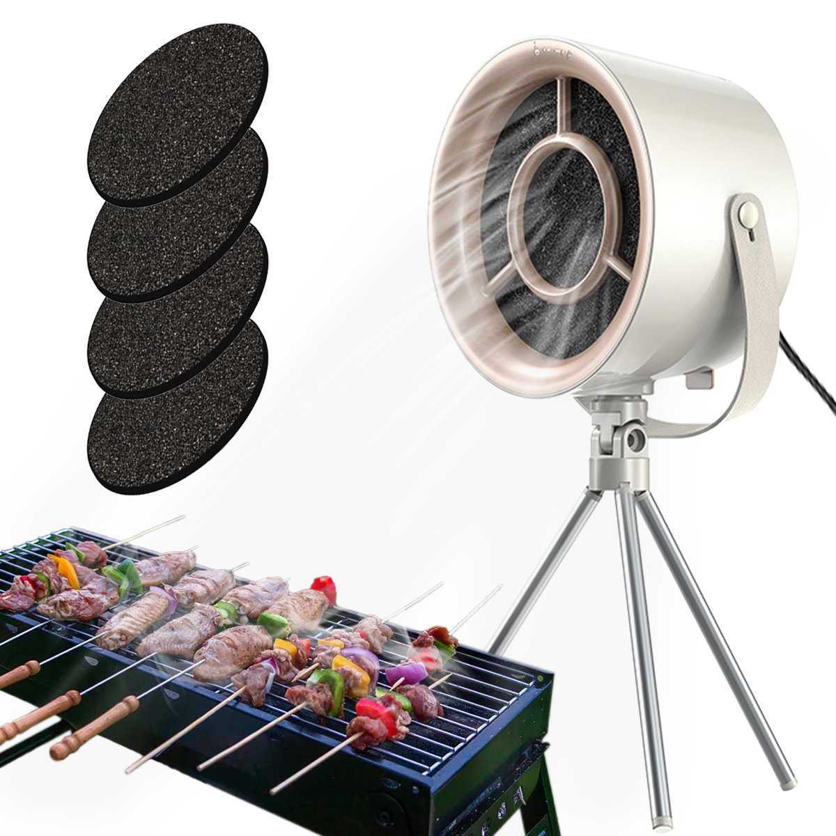 Настольные вытяжки, переносная вытяжка с 3 скоростями воздуха, для приготовления пищи, съёмный и моющийся вытяжной вентилятор, подходит для барбекю в помещении, фондю и кухни автодома, белая