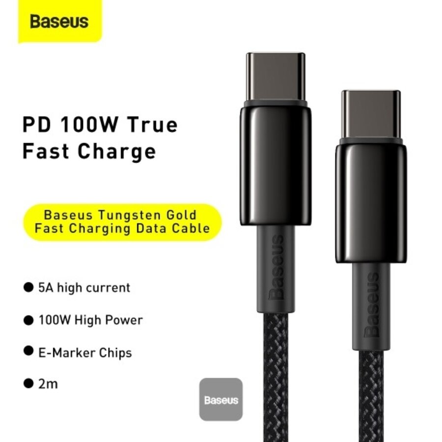 Baseus Tungsten Gold - кабель Type-C to Type-C 100W — фото 1