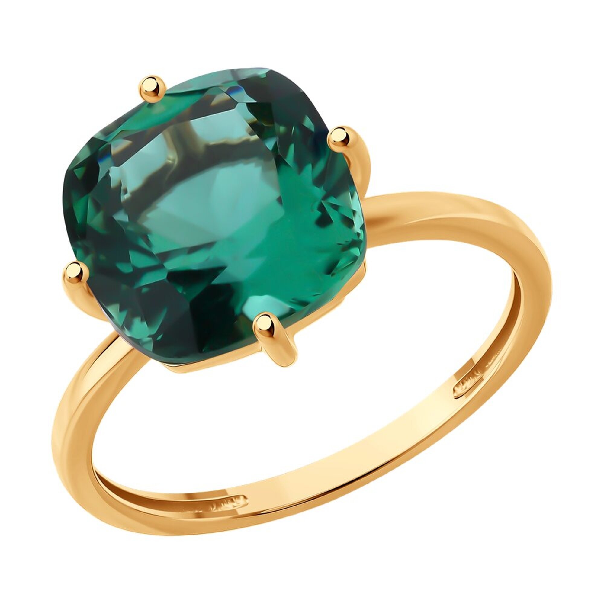 Кольцо, красное золото, 585 проба, празиолит