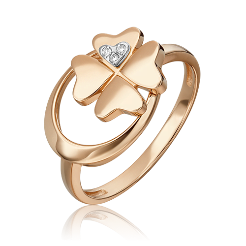 Кольцо, комбинированное золото, 585 проба, бриллиант