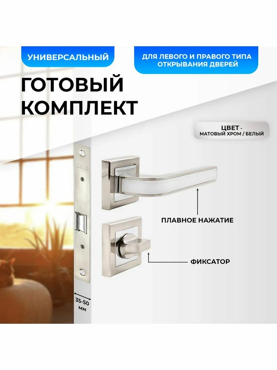 Ручки дверные межкомнатные Loid 422+замок M-2055+завертка SN
