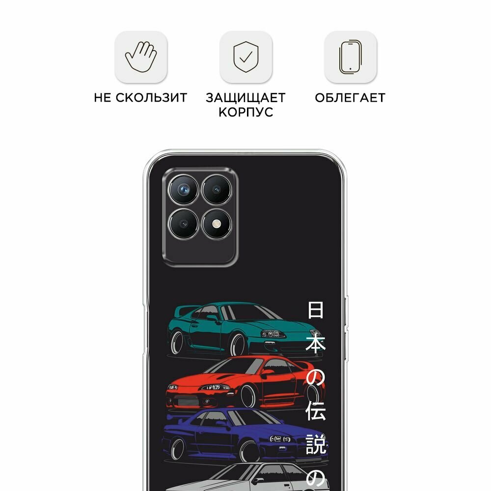 Силиконовый чехол на Realme 8i / Реалми 8i с принтом "JDM Legend cars" — фото 1